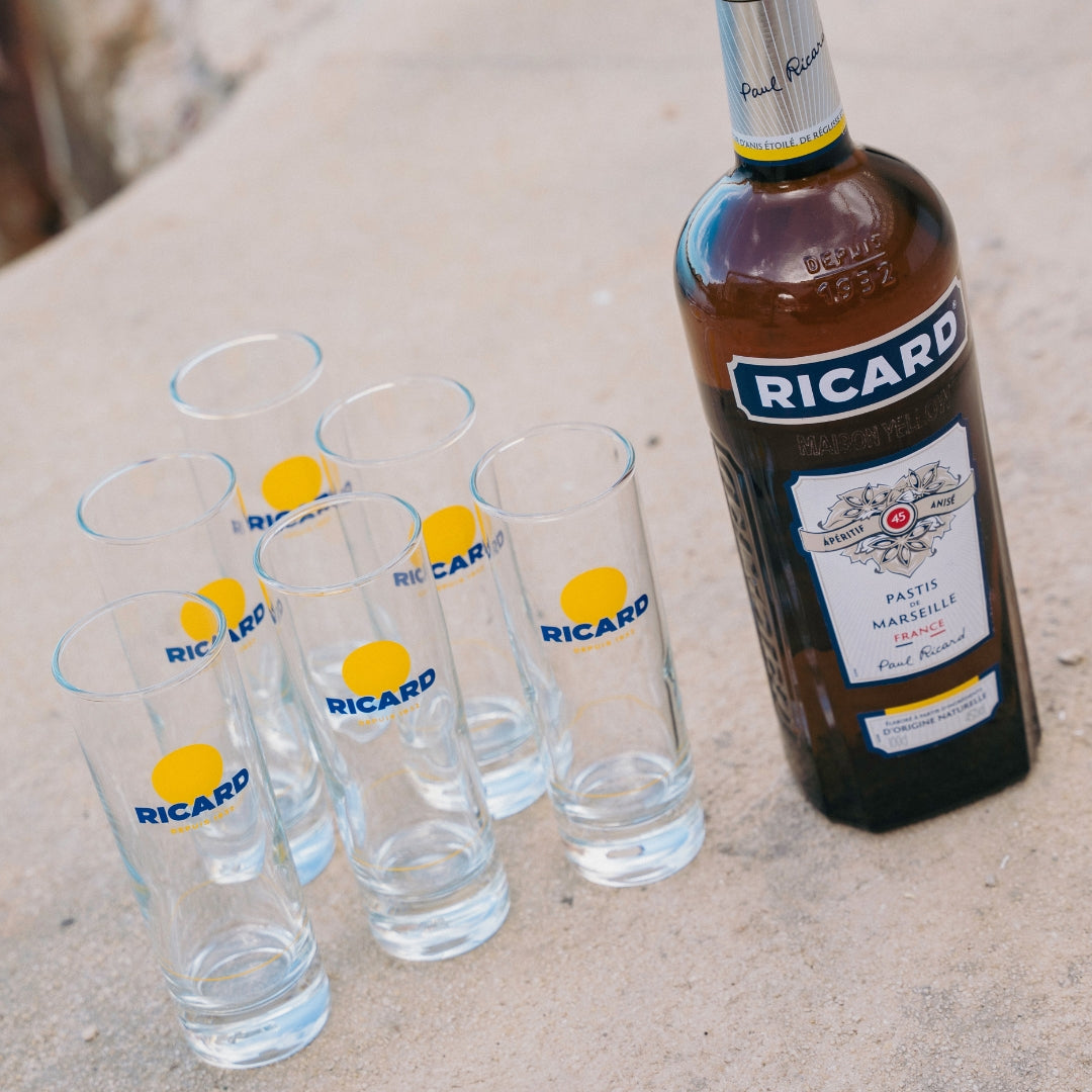 6 Verres Tubes & Bouteille Ricard Original 70cl – Maison Yellow